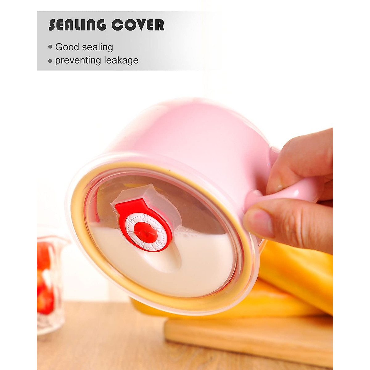 WHJY Simple Ceramic Soup Mugs with Lid, 22 oz Soup Cups with Handle, Microwave Oatmeal Bowl Coffee Mug with Lid and Handle for Milk, Tea, Fruit, Ice Cream Cereal Coffee - Pink