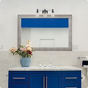 Kira Home Ashland 24" 3-Light Farmhouse Bathroom/Vanity Light + Hammered Glass Shades, White Ash Wood Style + Black Finish