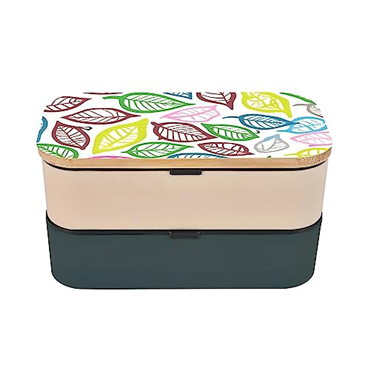 Leaf Lines Adult Lunch Box, Bento Box, With Cutlery Set Of 3, 2 Compartments, Rectangular, Lunch Box For Adults