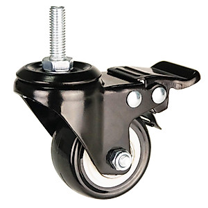 YEEMIGO 2 Inch Caster Wheels Metric Size M8×25mm Threaded Stem Casters Castors Wheels, 360 Degree Direction Double Brakes Industrial Wheel Furniture Caster for Carts and DIY Tools Pack of 4