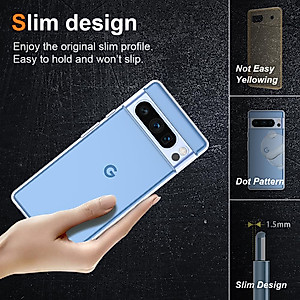 bokoo Google Pixel 8 Pro Case, Ultra [Slim Thin] Flexible Clear TPU Phone Case for Google Pixel 8 Pro Gel Rubber Soft Skin Silicone Protective Case, Anti-Yellowing, Drop Protection,Transparent