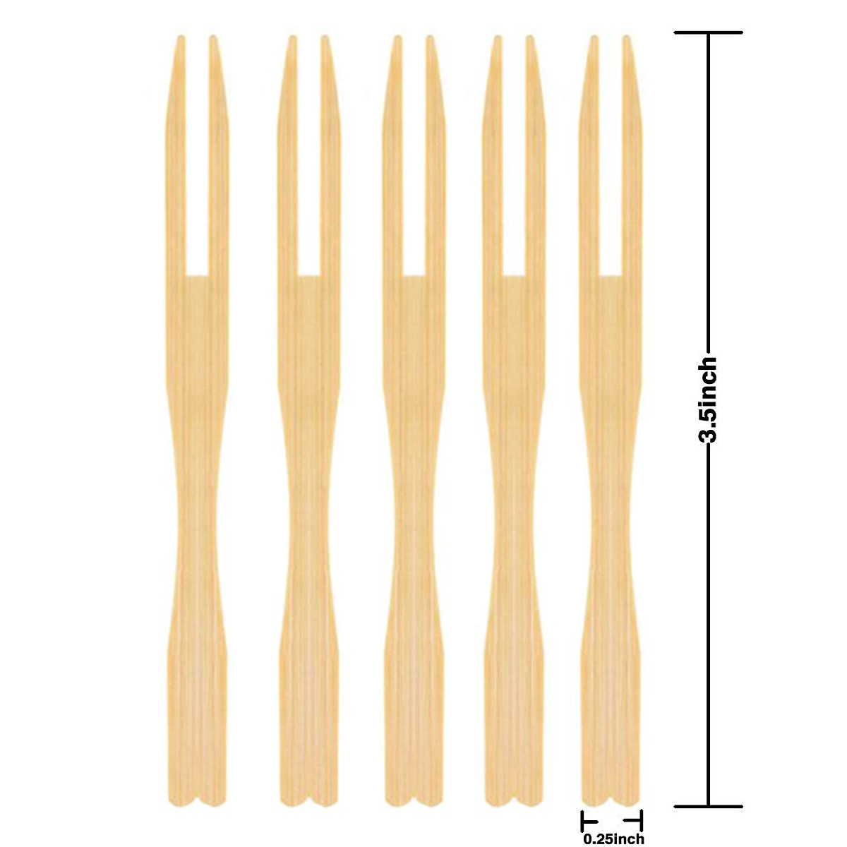 Bamboo Forks 3.5 Inch, Wooden Appetizer Forks Mini Food Picks for Party, Banquet, Buffet, Catering, and Daily Life. (200 PCS)
