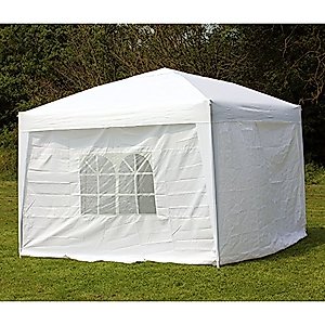 10 x 10 PALM SPRINGS EZ POP UP White Canopy Gazebo Tent with 4 Side Walls New