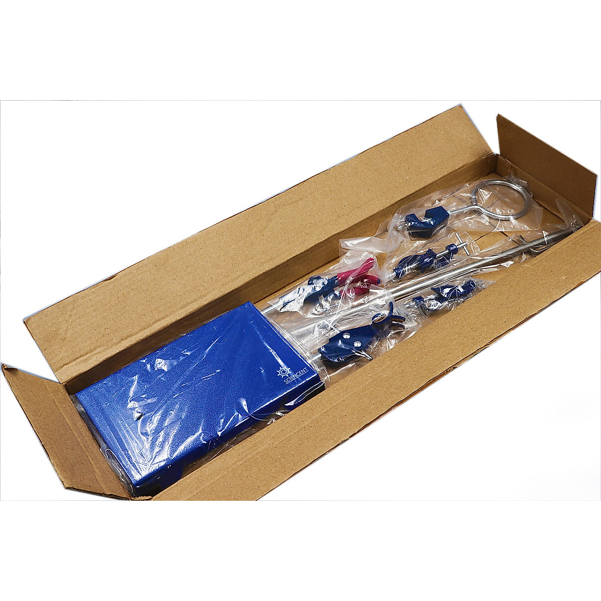 Support Ring Stand PROFESSIONAL Retort Stand- Top end of everything - Pressure Die Cast Clamps & Boss Head; Stainless Steel Rod 24", Heavy Base (8"X5") (3 Finger Clamp + Burette Clamp + 2XBoss Heads)