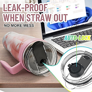 Zukro 50 oz Tumbler With Handle and Straw, Large Leak Proof Vacuum Insulated Double Wall Stainless Steel Cup with 2-in-1 Screw Lid, No Sweat, Travel Mug Fit in Cup Holder, Keeps Drinks Cold 30 Hours