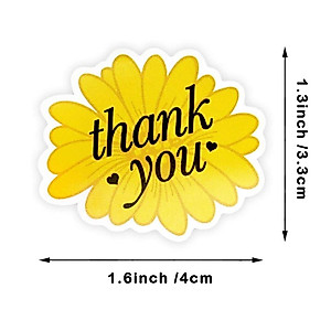 Yellow Thank You Stickers Roll Small Business 500 Pcs Cute Flowers Shape Gift Wrapping Supplies Big Seal Stickers Labels for Packaging