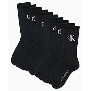Calvin Klein Men's Athletic Socks - Cushion Crew Socks (10 Pack), Size 7-12, Black Light Grey Logo