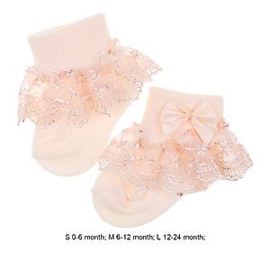 BQUBO Baby Girls Socks Eyelet Ruffle Lace Sock Cute Bow-knot Socks Newborn/Infant/Toddlers/Kids Frilly Summer Thin Dress Sock