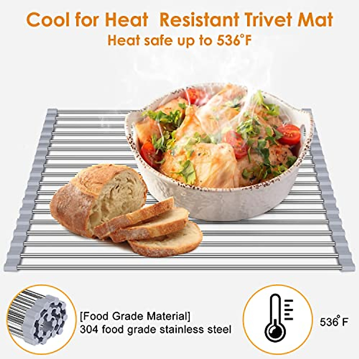 Bekhic Dish Drying Rack,Over The Sink Multipurpose Roll-Up Dish Drying Rack, Made of Heavy Duty Silicone Wrapped Steel Rods, Portable Dish Rack Dish Drainer Foldable