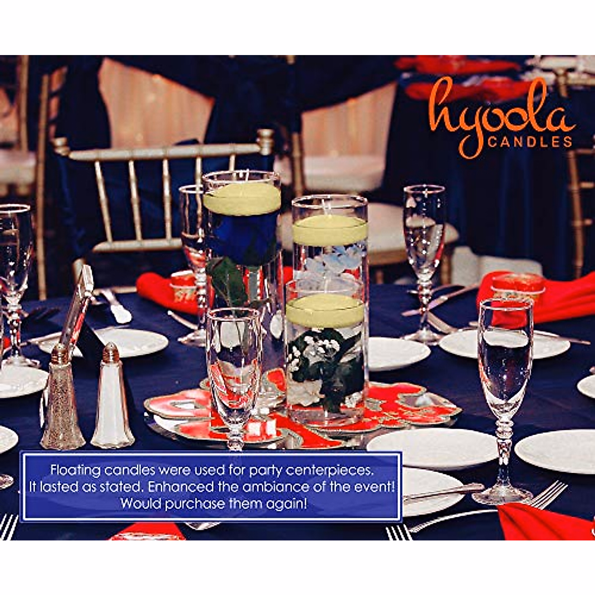 HYOOLA Premium Ivory Floating Candles 1.75 Inch - 3 Hour - 40 Pack - European Made