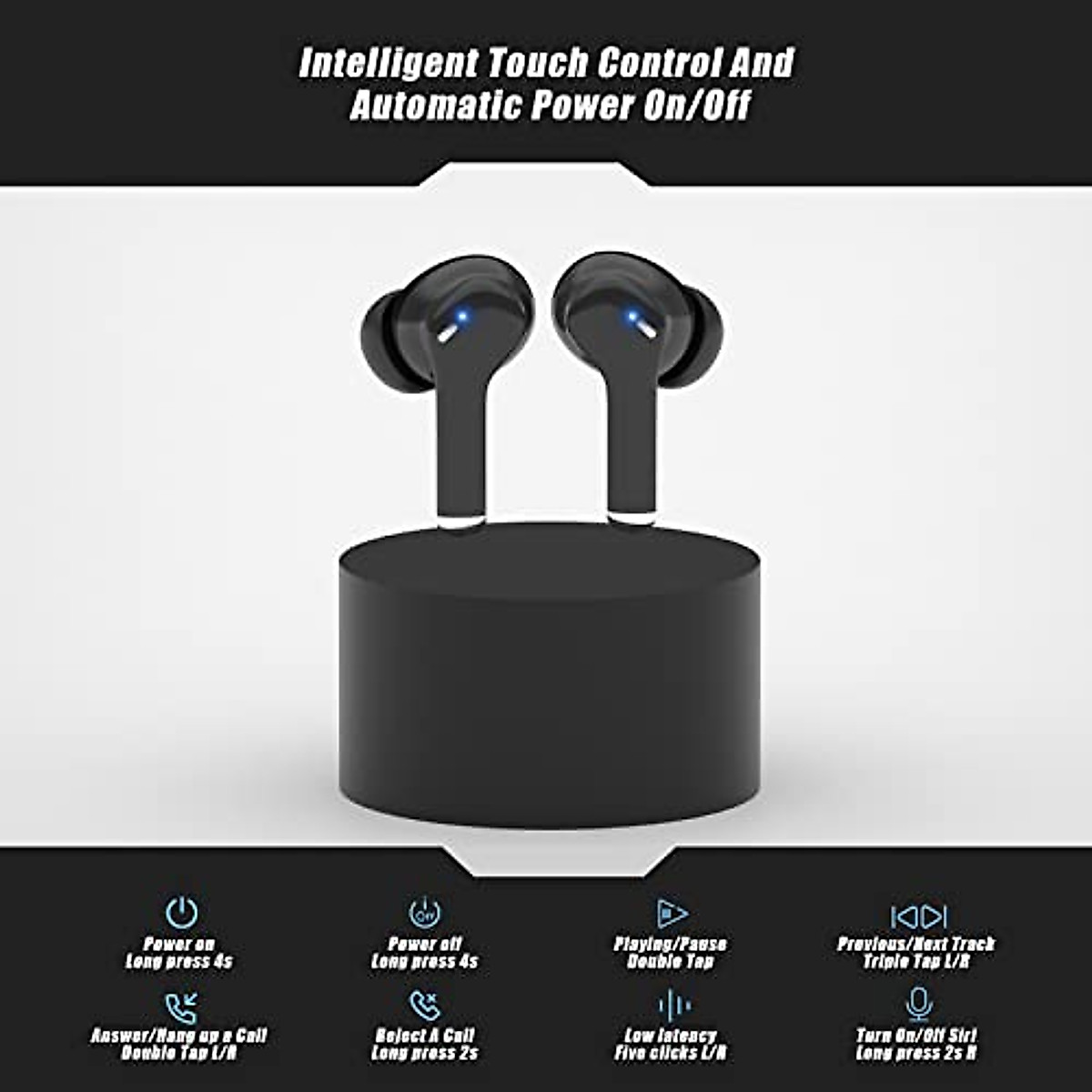 Wireless Earbuds, ENC Bluetooth 5.2 Headphones LED Power Display Earphones Wireless Charging Case 30Hrs Playback IPX6 Waterproof in-Ear Headsets with Mic for iPhone TV Smart Computer Laptop Sports
