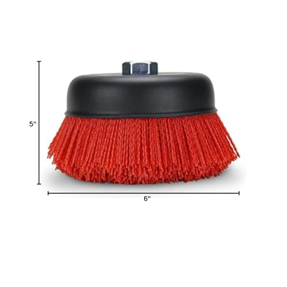 BHA 6" Abrasive Filament Nylon Bristle Cup Brush, 5/8"-11 Thread Arbor - Red (120 Grit)
