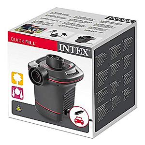 Intex 66636 12 Volt Quick-Fill Dc Electric Pump-Just Plug into Car 12v Socket, Black and Red
