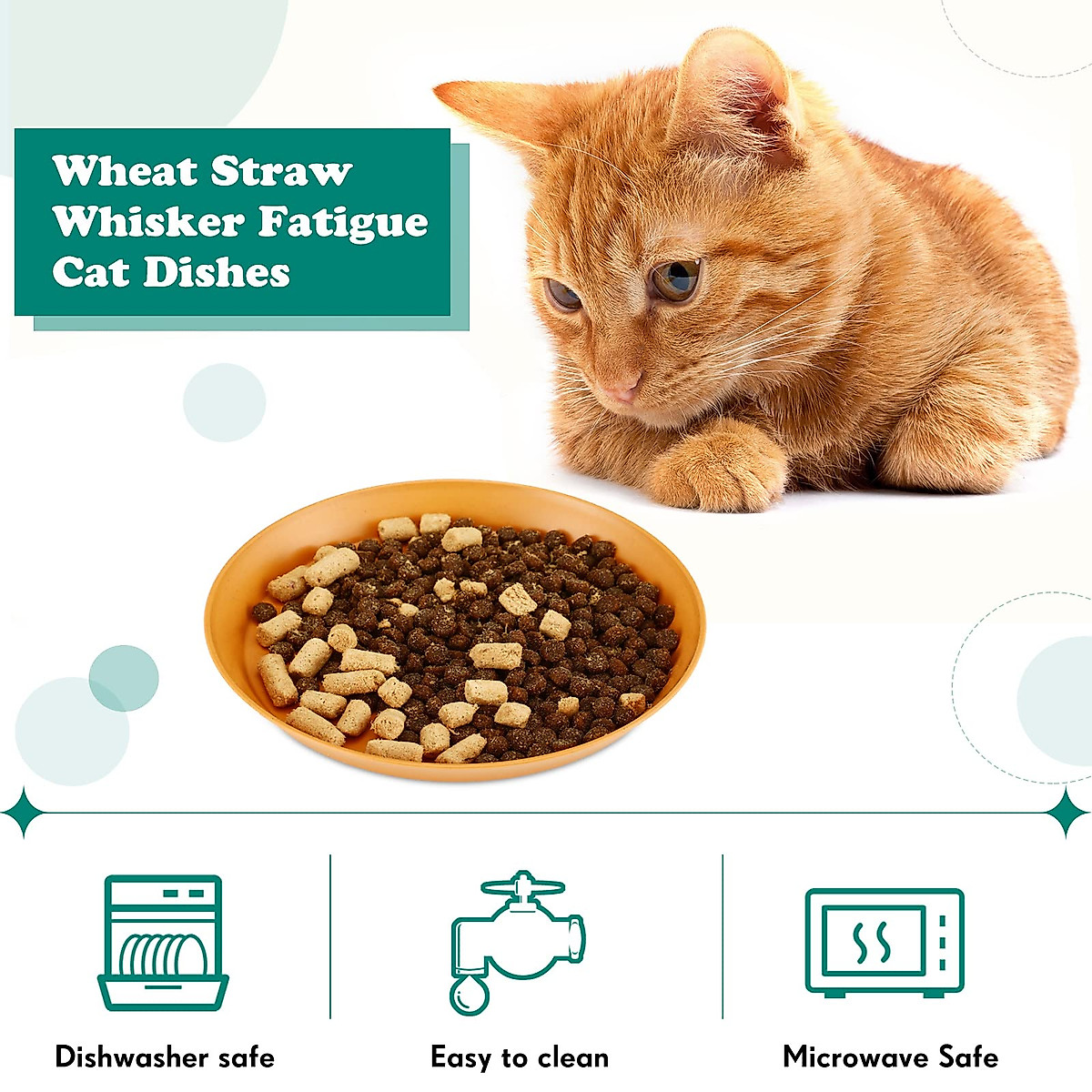 Gerrii 24 Pieces Whisker Fatigue Relief Cat Bowl 6 Inch Shallow Cat Food Dish Stray Dog Wet Feeding Bowls Wide and Small Pet Plates for Kittens and Short Legged Kittens, Wheat Straw(Elegant Color)