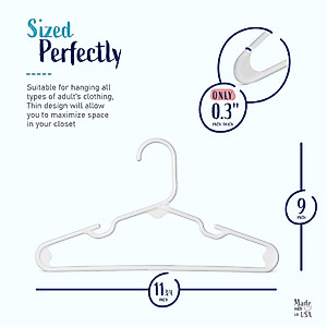 USA Made Premium Children's Clothes Hangers - Very Durable Heavy Duty Tubular Kids Hangers Plastic, Baby Hangers for Closet, 60 Pack (White)