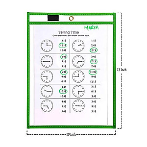 BONBELA Dry Erase Pockets - 12 Pack EASYWipeXL Heavy Duty Sheet Protectors Quickly Wipe to a Flawless Clean - Save a Bundle on 10 x 13 Reusable Dry Erase Sheets Sleeves for Work & School Worksheets
