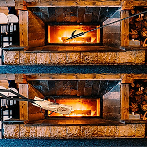 Fire Pokers Set for Fireplace,32 Inch Solid Steel Fire Pit Campfire Poker with Blow Poke Function Set, Heavy Duty Fireplace Poker Wood Stove Fire Pit Tools