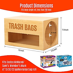 Libreshine Extra Large Trash Bag Organizer for Kitchen, Garbage Bag Dispenser Roll Holder Under Sink, Bamboo Trash Bag Dispenser Wall Mount(Large)
