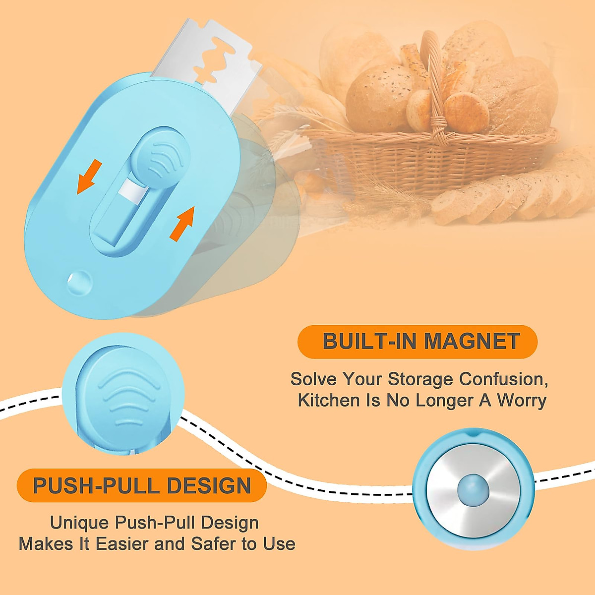 Xlajiao Magnetic Bread Lame Dough Scoring Tool, Professional Extractable Sourdough Scoring Tool, for Sourdough Bread Making & Bread Baking Tools, Sourdough Starter Kit, Included 5 Razor Blades