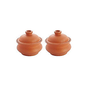 Village Decor Indian Clay Yogurt Pot Pack of 2 - (32 Oz)