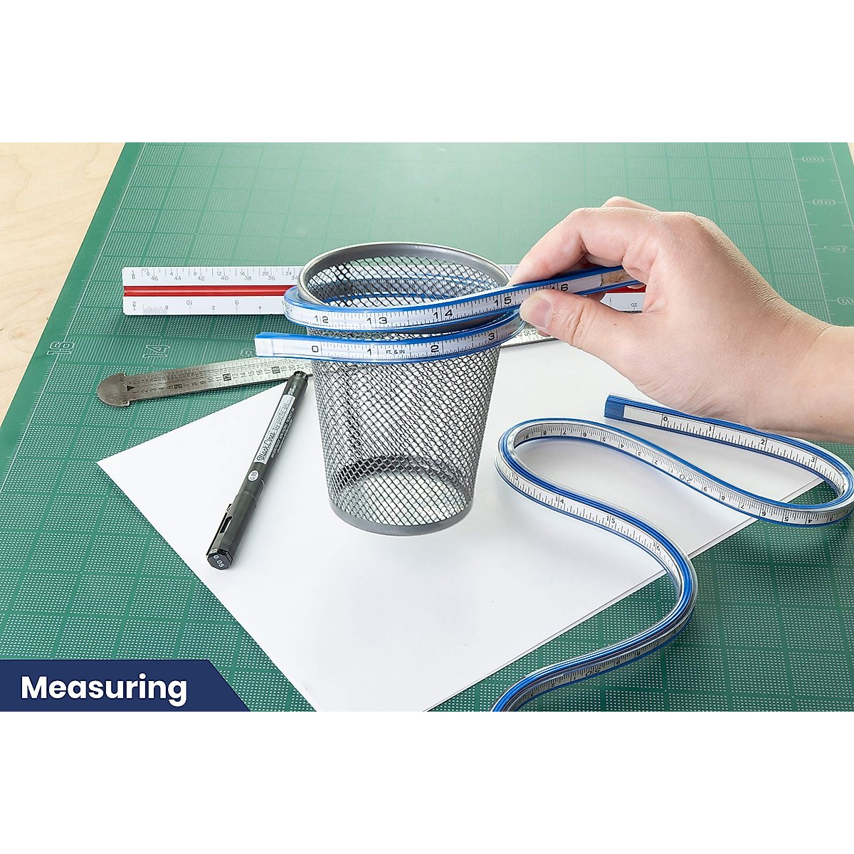 Pacific Arc Flexible Curve Graduated 16 Inch Ruler with Inking Edge, for Drawing, Pattern Making, Engineering, Stencil Making, Saddle Fitting