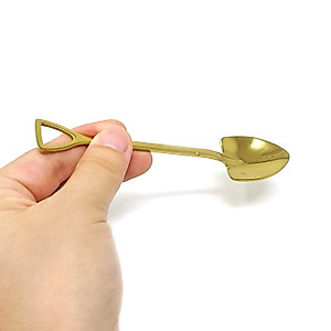 Honbay 4PCS Stainless Steel Shovel Shape Coffee Ice Cream Dessert Spoons for Home and Party (gold)