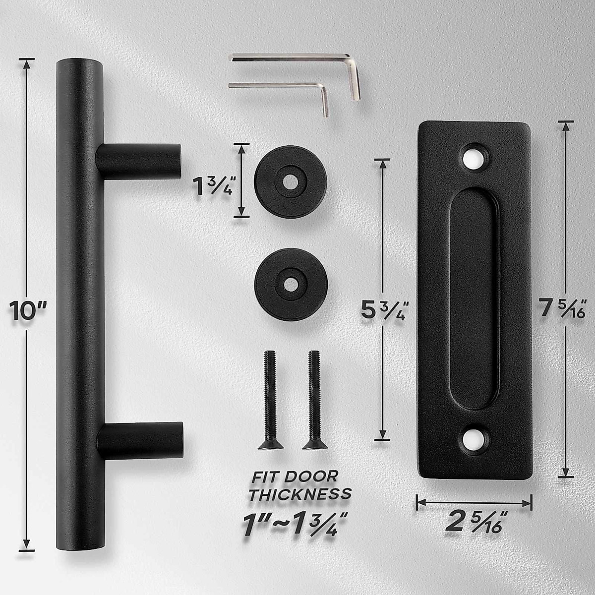 EaseLife 10" Sliding Barn Door Handles and Pulls, Rustic Double Sided Hardware Set, Heavy Duty, Matte Black Powder Coated Finish, Easy Install