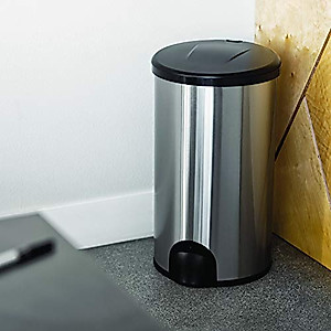 NINESTARS TTT-45-8 Automatic Tap Sensor Trash Can, 12 Gal 45L, Stainless Steel Base (Round, Black Lid)