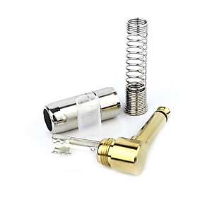 1/4" Audio Plugs 6.35 mm Plug TS Male 1/4'' Solder Type Mono Plug Right Angle Heavy Duty Connector with Buffered Spring for DJ Mixer Speaker Guitar, Phono Patch Cable Microphone Cables (5P)
