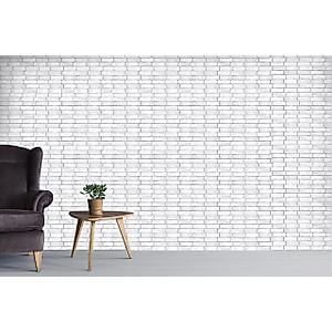 CONCORD WALLCOVERINGS ™ 3D Wall Panels, Pack of 1 - Old Brick Design in White, Realistic Textured PVC Panels, 3D Decorative Wall Coverings, 17.5" x 23.75", Covers 28.86 sq.ft., Model 571OG