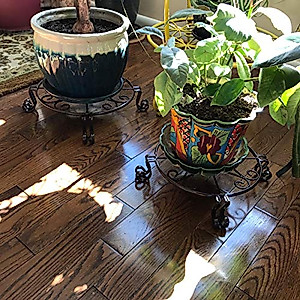 Black Plant Stand for Flower Pot Heavy Duty Potted Holder Indoor Outdoor Metal Rustproof Iron Garden Container Round Supports Rack for Planter Bronze, Pumpkin Stand Outdoor