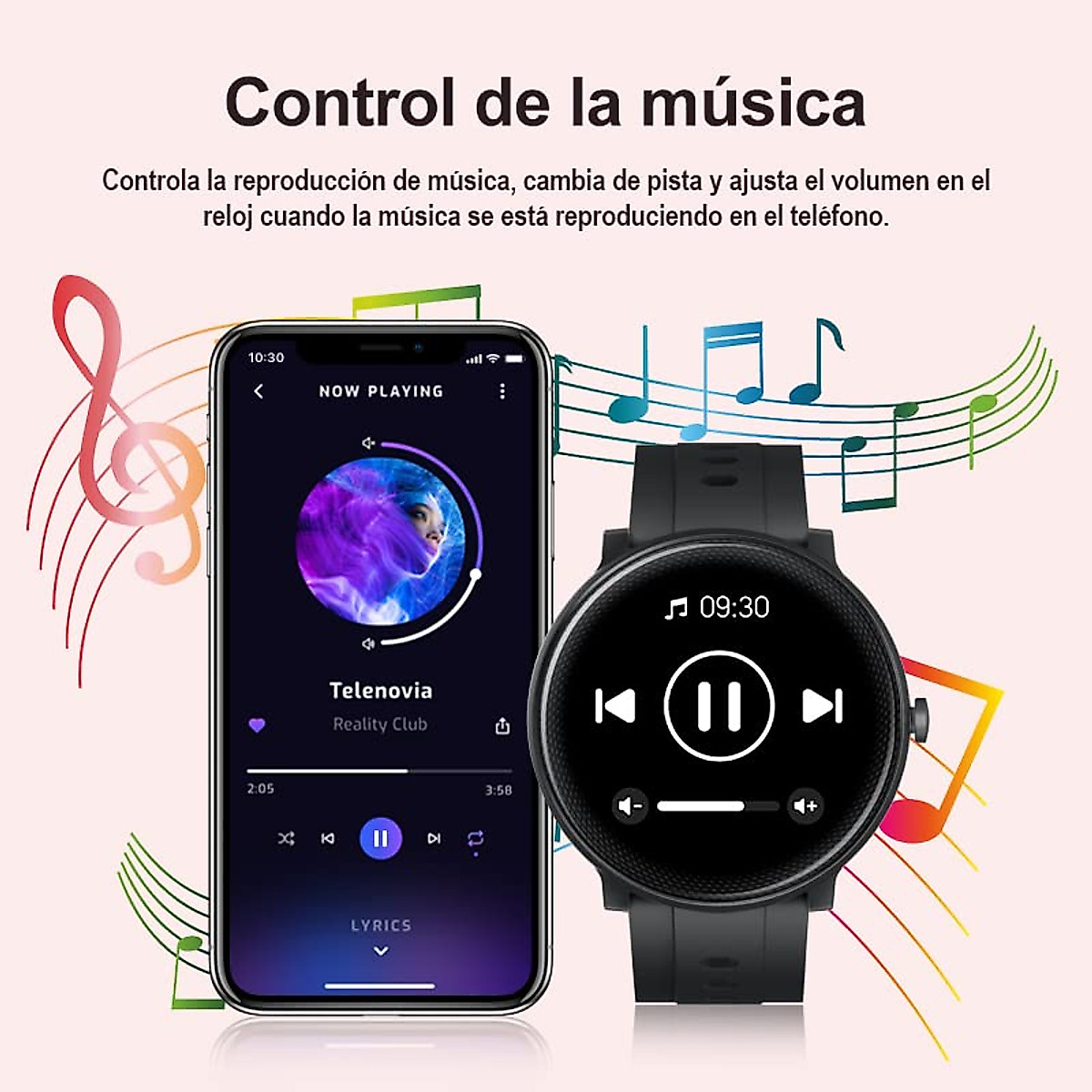 FITUP for Men Women V15S Smart Watch, 1.28 Inch, Round Large Screen, Heart Rate, Blood Oxygen, Sleep Monitoring, SmartWatches Supports 20 Sports Modes, Fitness Tracker(Black)