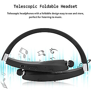 SX-991 Bluetooth Wireless Stereo Neckband Earbuds, Foldable Neck Hanging Type Telescopic Headset, CVC Broadband Noise Reduction, Smart Matching Connection for Tablet, Laptop, Desktop and Cell Phone