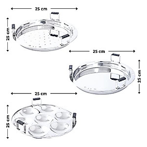 KSJONE All-in-One Hard Anodized Big Size Multi Purpose Idli Cooker and Steamer with Multi Kadai and 5 Plates 2 Idli Plates | 2 Dhokla | 1 Patra Plate