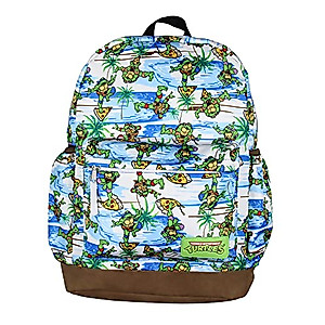 INTIMO Teenage Mutant Ninja Turtles TMNT Pizza Fun School Travel Backpack With Faux Leather Bottom