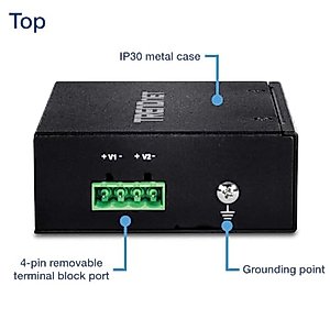TRENDnet 5-Port Industrial Unmanaged Fast Ethernet DIN-Rail Switch, 5 x Fast Ethernet Ports, IP30, Operating Temperature Range of -40° – 75°C (-40° – 167°F), Lifetime Protection, Black, TI-E50
