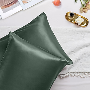 Vonty 2Pcs King Satin Pillowcases - 20x40 Pillow Cases, Forest Green Pillow Cases for Skin Friendly and Hair Protection - Cooling & Silky Satin Pillow Covers with Envelop Closure