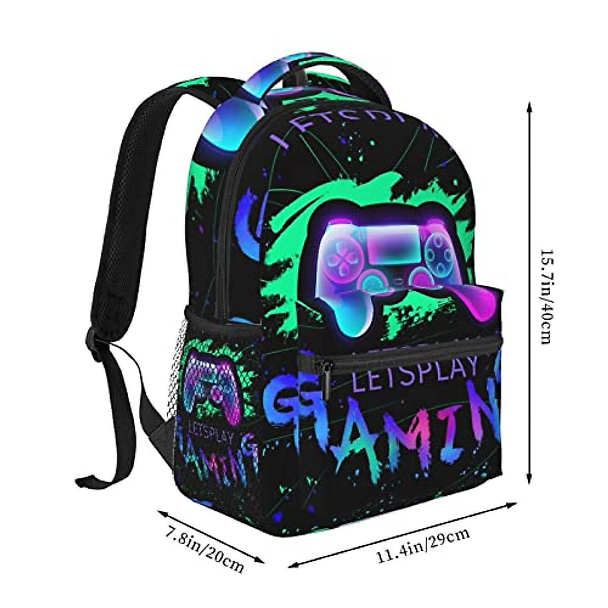 Gamepad Backpack Gamer Casual Travel Daypack Capacity Student Bookbag For Kids Teens Adults Water Resistant Durable Backpack