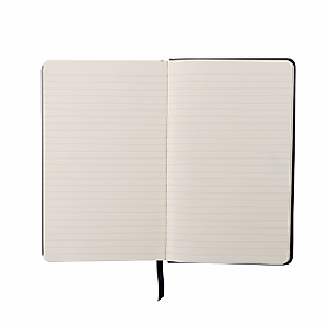 Ruled Notebook, Black Leather Bound Hardcover Journal with Lined Paper, Business Premium Label Stickers, and Elastic Closure, 5 x 8.25 inches - SuperiorMaker