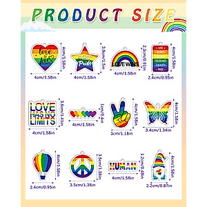 Kigeli 60 Pcs Gay Pride Rainbow Keychain LGBTQ Accessories Bulk Gay Stuff Acrylic Lesbian Key Chain LGBT Key Ring Hanging Men Women's Keyrings and Keychains for Transgender Jewelry Gifts Charm