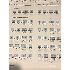 Channie’s One Page A Day Workbook, Beginner Single Digit Fraction Math Practice Worksheets, 50 Pages Front & Back, 25 Sheets, Grades 3rd, 4th, and 5th, Size 8.5” x 11” Summer School, Summer Bridge