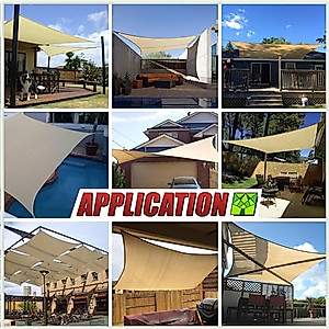 ColourTree 7' x 12' Beige Rectangle TADR0712 Waterproof Sun Shade Sail Canopy Awning Shelter Fabric Screen, 95% UV Blockage UV & Water Resistant, for Outdoor Patio Garden Carport (We Make Custom Size)