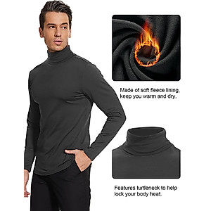 SIMIYA Mens Turtleneck Long Sleeve Shirts, Slim Fit Thermal Turtleneck for Men Basic Lightweight Thermal Underwear Top Grey