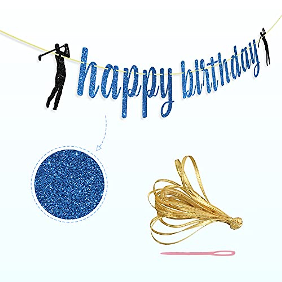 Royal Blue Golf Happy Birthday Banner - Golf Themed Birthday Party Decorations, Golf Birthday Decor for Men / Boys, Dad Happy Birthday Banner