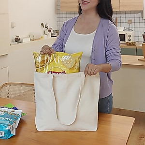 Firecolor Chic Canvas Grocery Bag 6pc Set 18"x15"x5’’ Big Sturdy Tote Bags for Fabric Painting Heavy-duty Reusable Shopping Bag (Item Package Quantity: 6, Large)