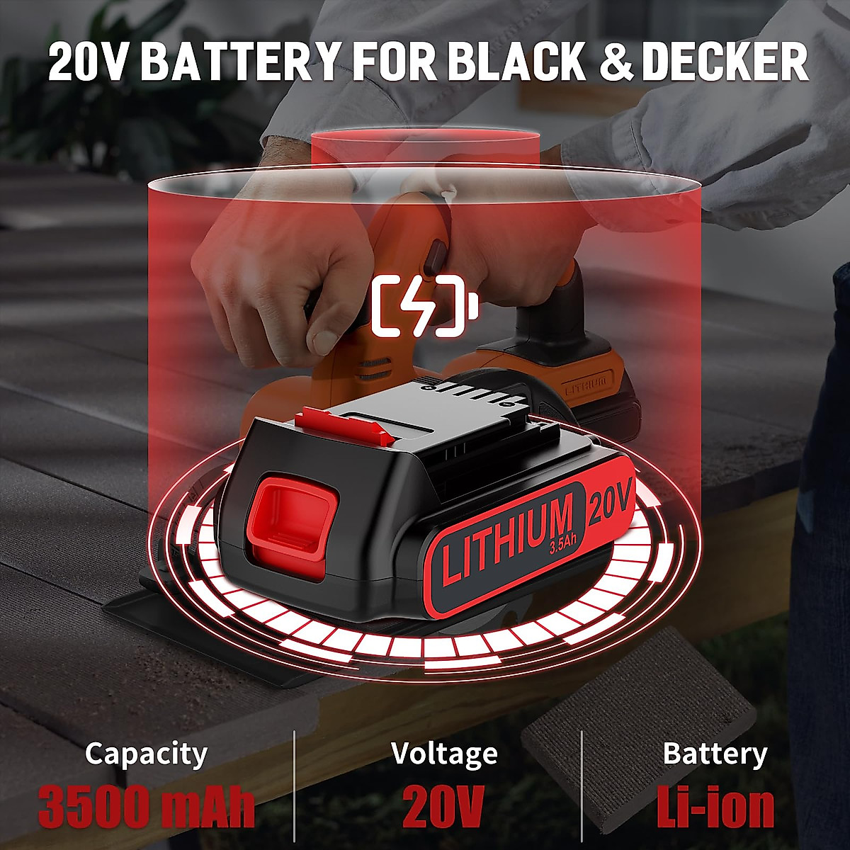 3500mAh LBXR20 Battery for Black and Decker 20V Battery Replacement 20Volt Max Lithium-ion LB20 LBXR20 LBXR2020 20V Lithium-ion Weed Eater Trimmer Cordless Tool Battery 2Pack Just for Black and Decker