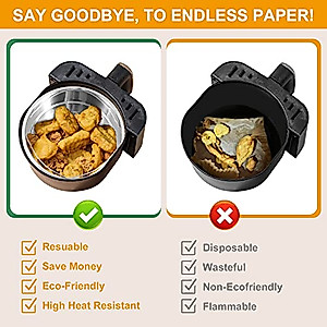 TACHWD Air Fryer Stainless Steel Liners,9'' Round Air Fryer Basket,Easy Cleaning Air Fryers Pan Accessories, Reusable Air Fryer metal Pot Fits 4 To 9QT (1Pack)