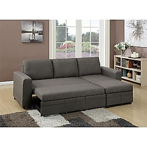APAINI Convertible Sectional Sofa Ash Black Pull Out Bed Couch Storage Chaise Reversible Living Room Furniture Lounge (Color : E, Size : As Shown)