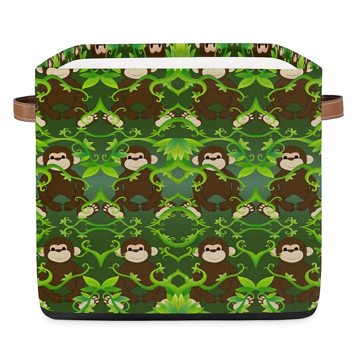 13x13x13 Storage Cube Bins Monkeys Vines Plant Storage Cubes 13 inch Collapsible Storage Bins Cubby Storage Baskets for Organizing Shelf Cabinet Bookcase Boxes
