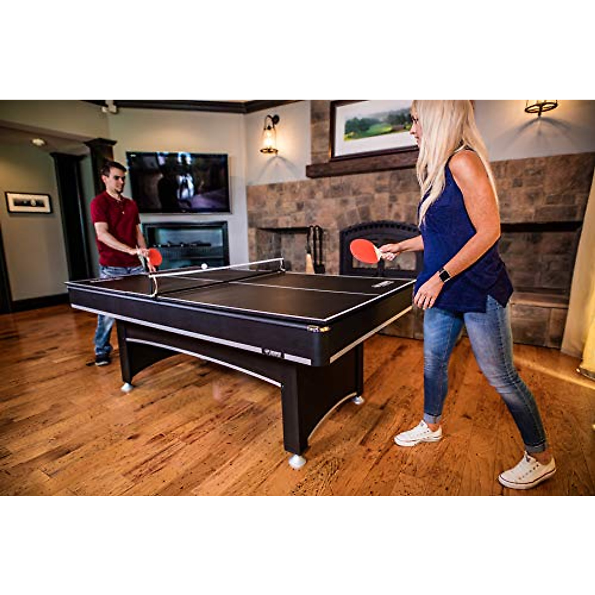Triumph Sports Phoenix 7’ Billiard Table with Table Tennis Conversion Top for a Game of Pool or an Action-Packed Table Tennis Game